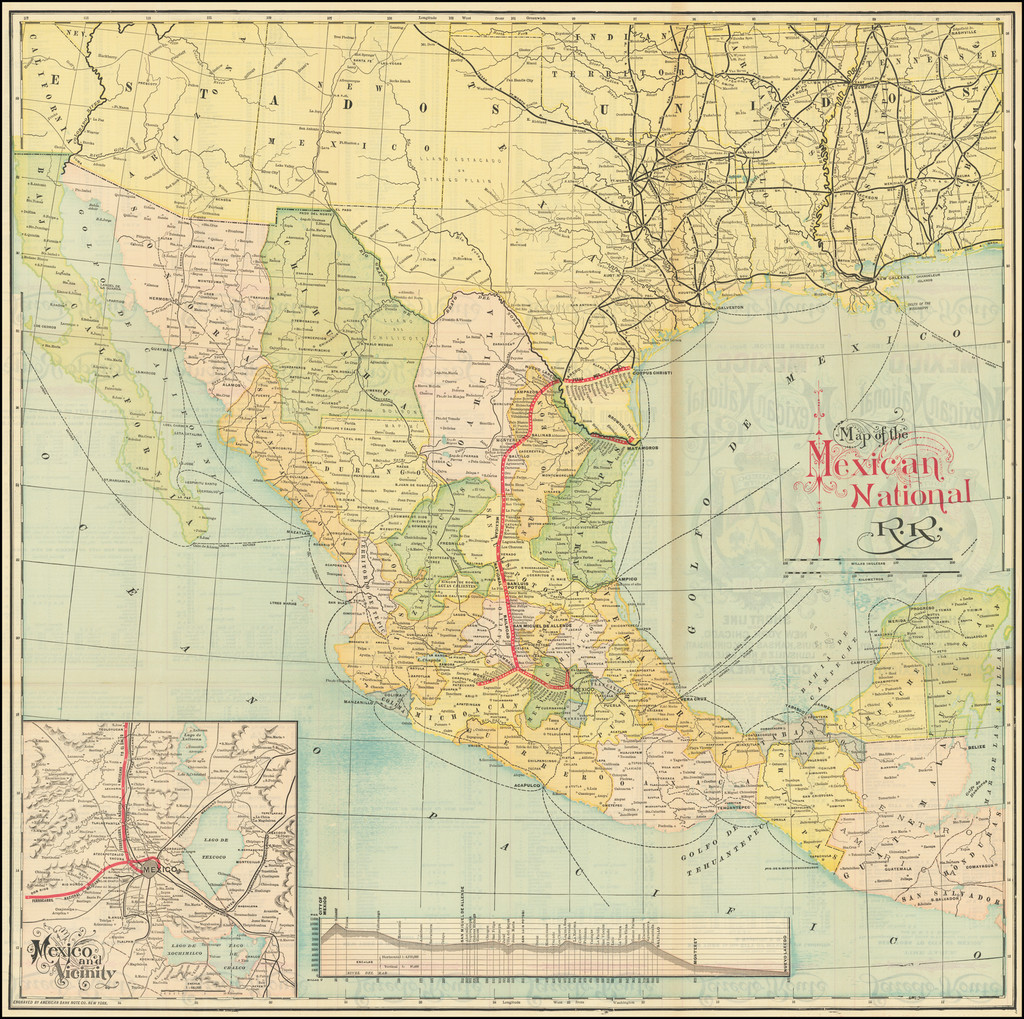 Map of the Mexican National R.R. - Barry Lawrence Ruderman Antique Maps ...