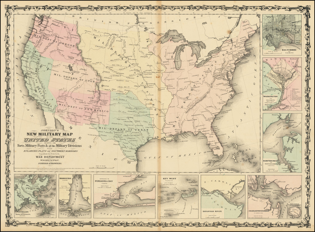 Johnson's New Military Map of the United States Forts, Military Posts ...
