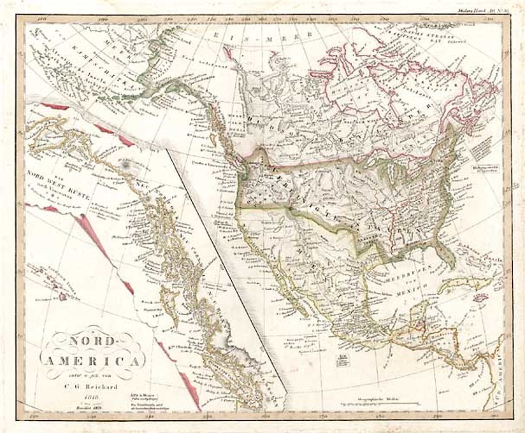 Nord America…1818 [includes large insets of the NW Coast of America and ...