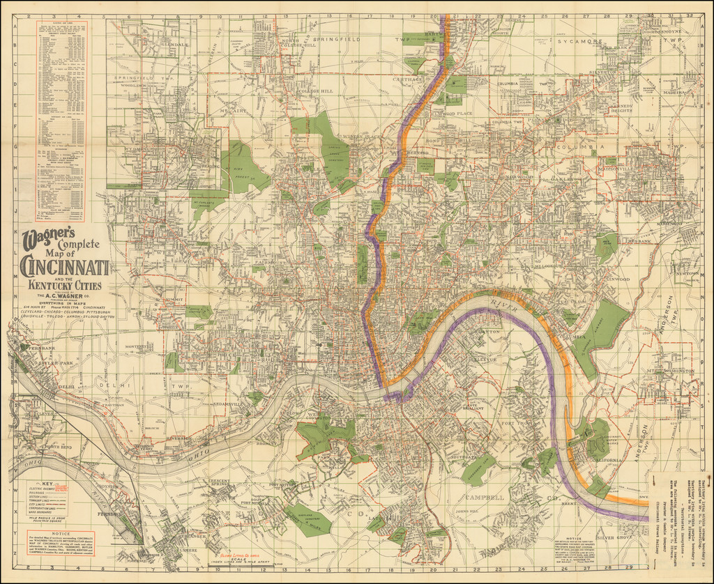 Wagner's Complete Map of Cincinnati and the Kentucky Cities ...