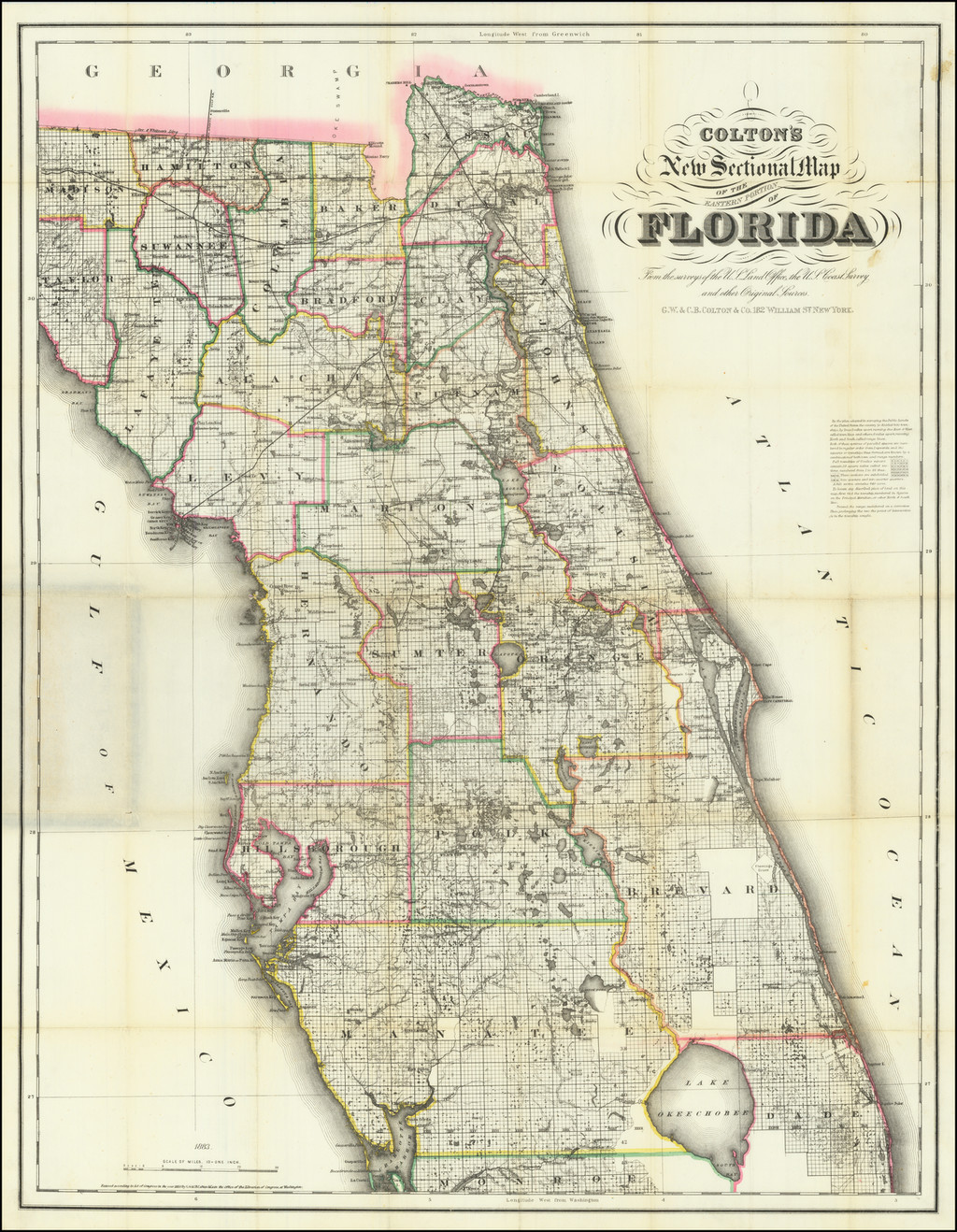 Colton's New Sectional Map of the Eastern Portion of Florida From the ...