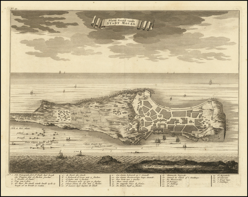 Platte Grond vande Stadt Macao - Barry Lawrence Ruderman Antique Maps Inc.