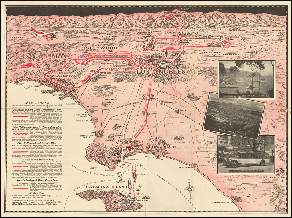 Special Sightseeing Map of Los Angeles and Vicinity - Barry Lawrence ...