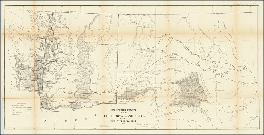 Map of Public Surveys in the Territory of Washington for the Report of ...