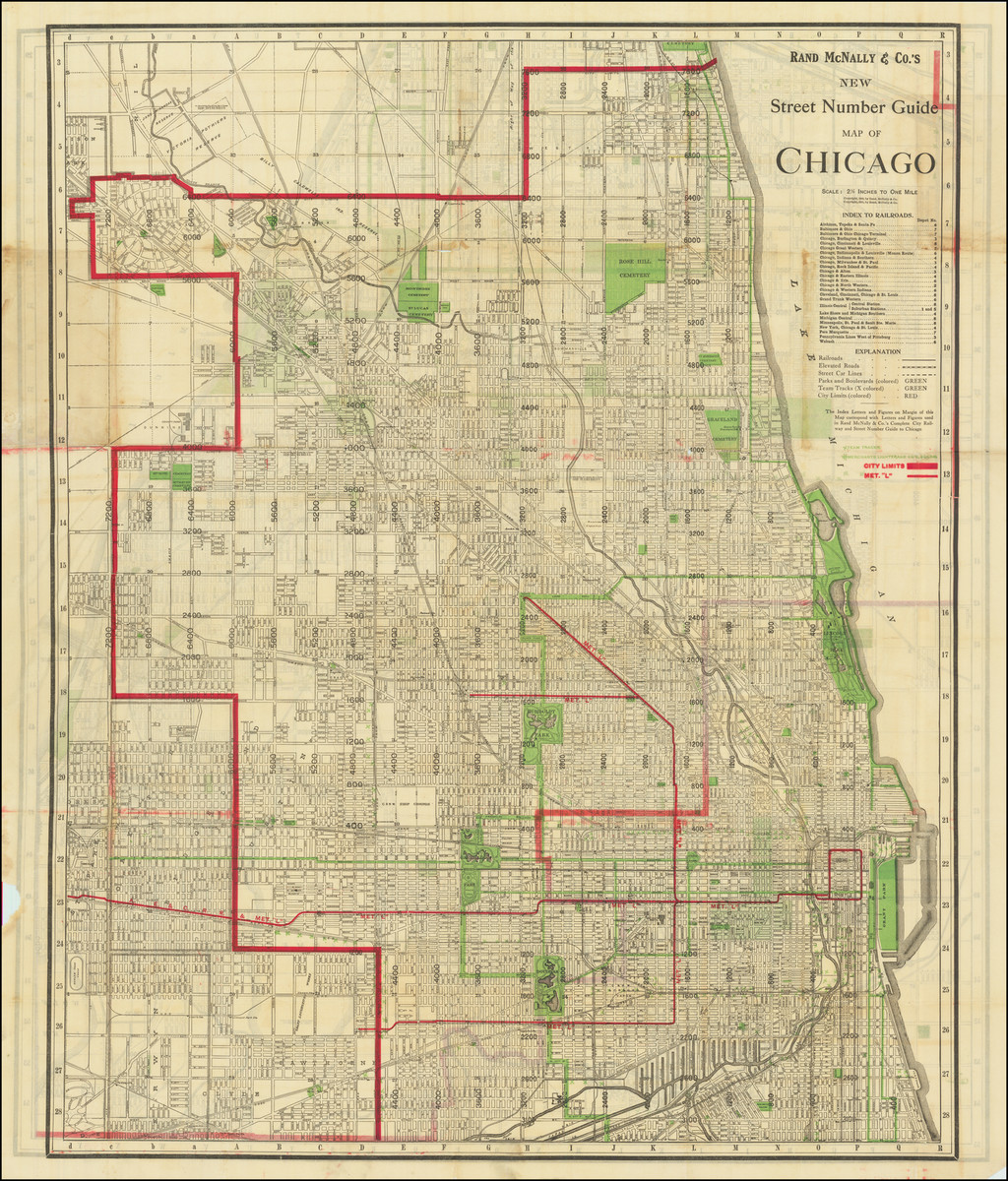 Rand McNally & Co.'s New Street Number Guide Map of Chicago - Barry ...