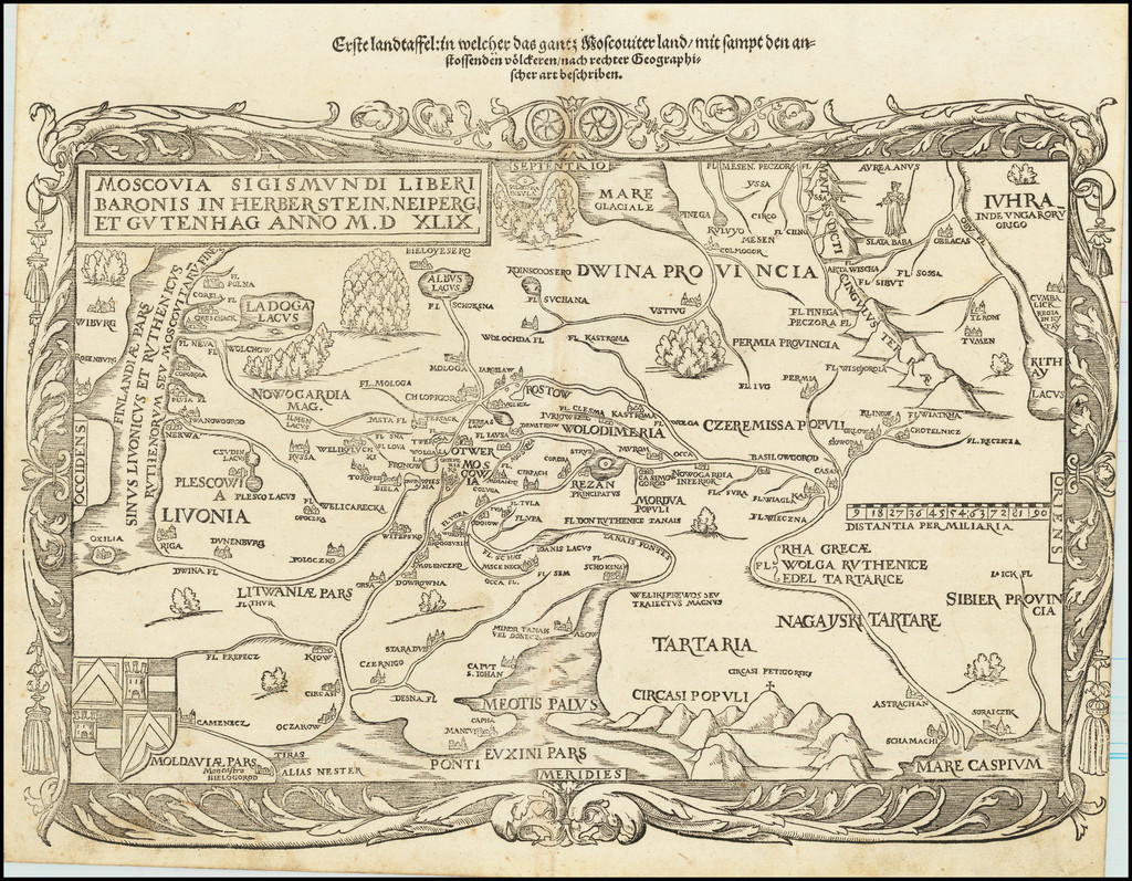 (First Modern Map of Russia) Moscovia Sigismundi Liberi Baronis In ...
