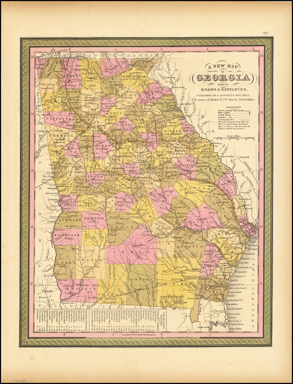 A New Map Of Georgia with its Roads & Distances . . . - Barry Lawrence ...