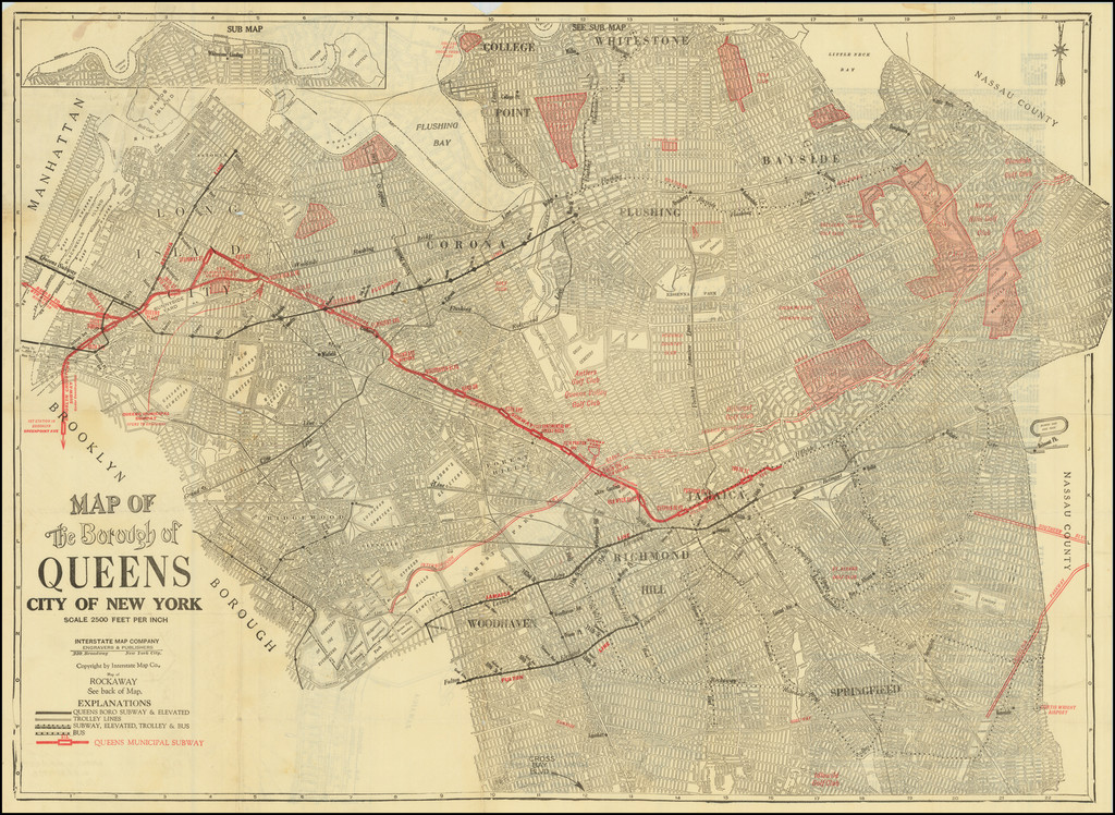 Mapa Antiguo De Los Barrios De Queens-nueva York