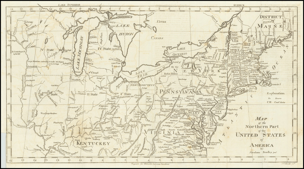 Map of the Northern Part of the United States of America By Abraham ...