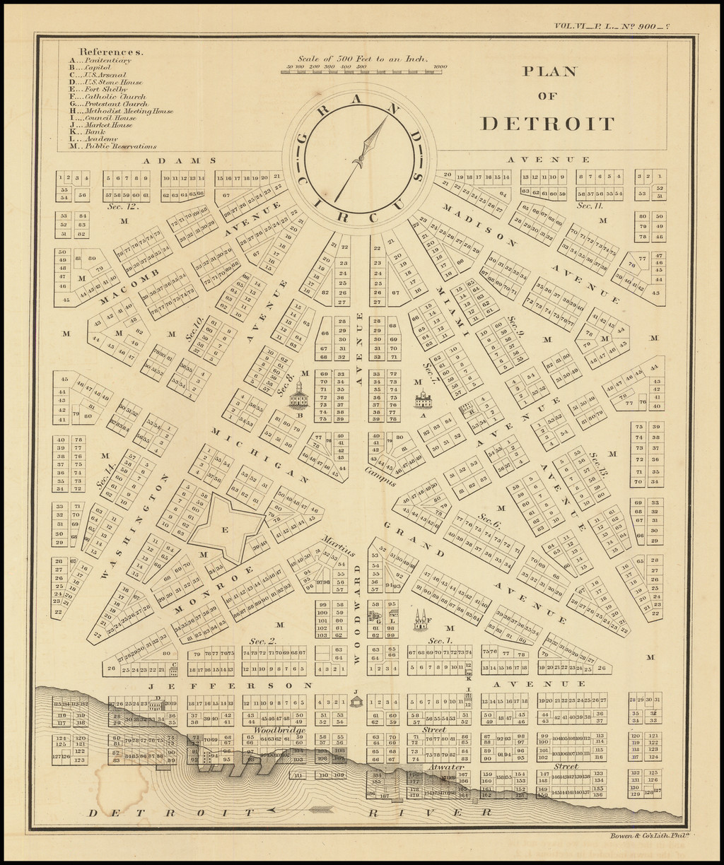 Plan of Detroit - Barry Lawrence Ruderman Antique Maps Inc.