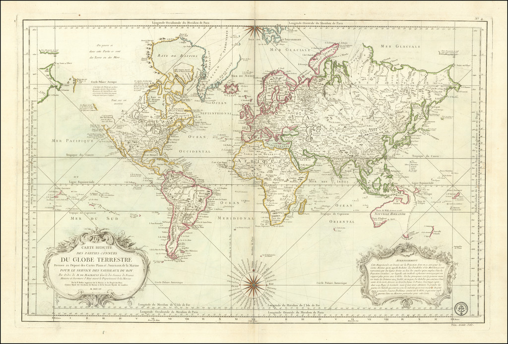Carte Reduite Des Parties Connues Du Globe Terrestre Dressee au Depost ...