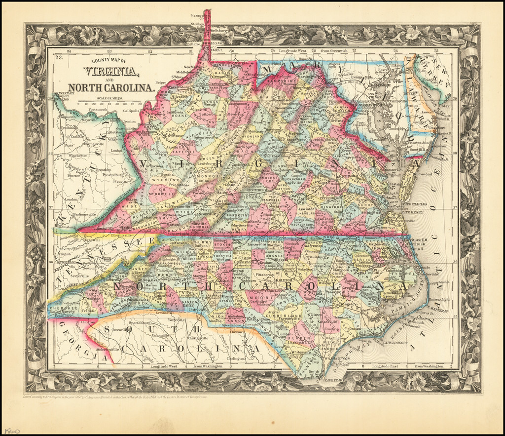 Mapa De Carolina Del Norte Y Virginia