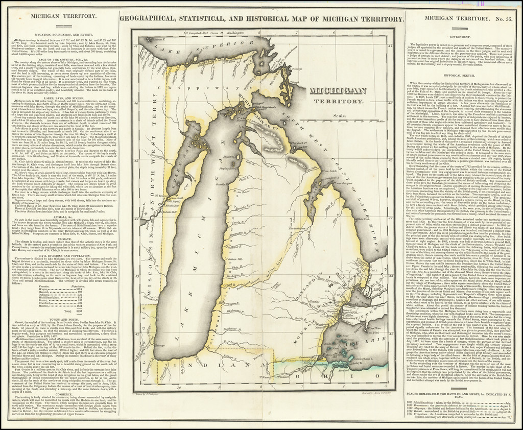 Geographical, Statistical and Historical Map of Michigan Territory ...