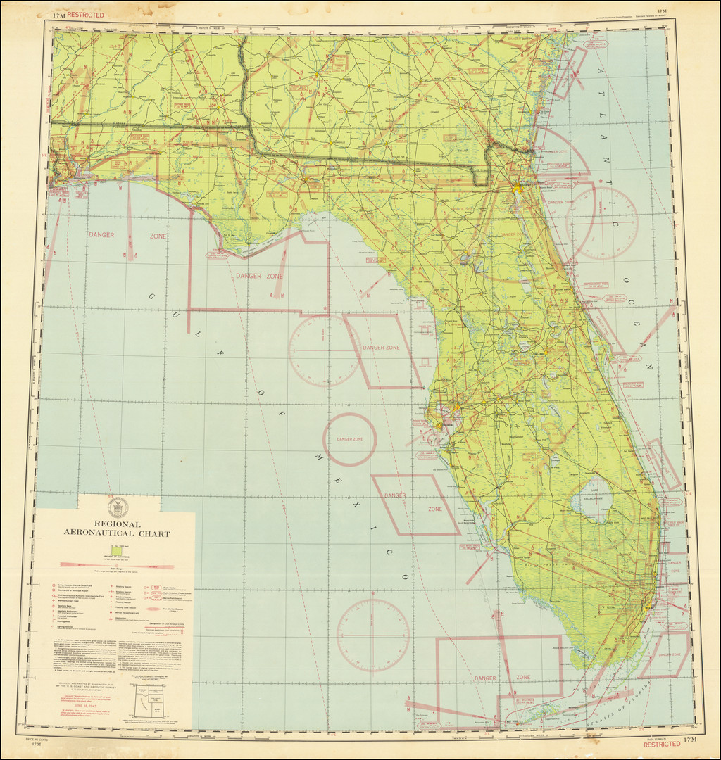 [Florida] Regional Aeronautical Chart (17 M). . . June 18, 1942 - Barry ...
