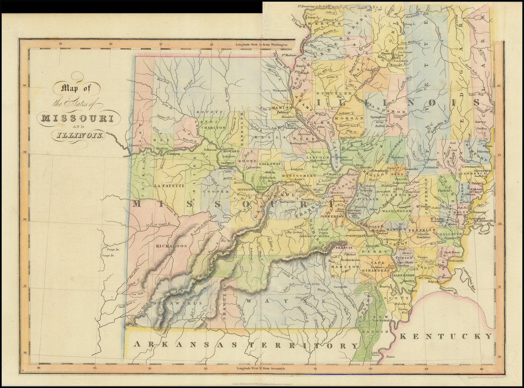 Map of the States of Missouri and Illinois - Barry Lawrence Ruderman ...