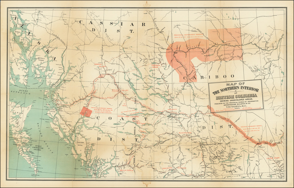 Northern British Columbia Map British Columbia, 1862. Coast Lines From