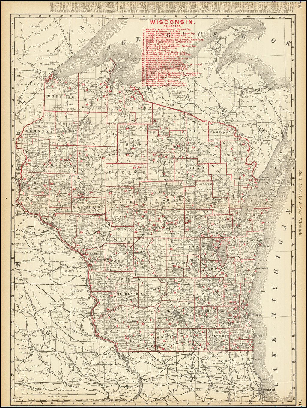 Wisconsin. - Barry Lawrence Ruderman Antique Maps Inc.