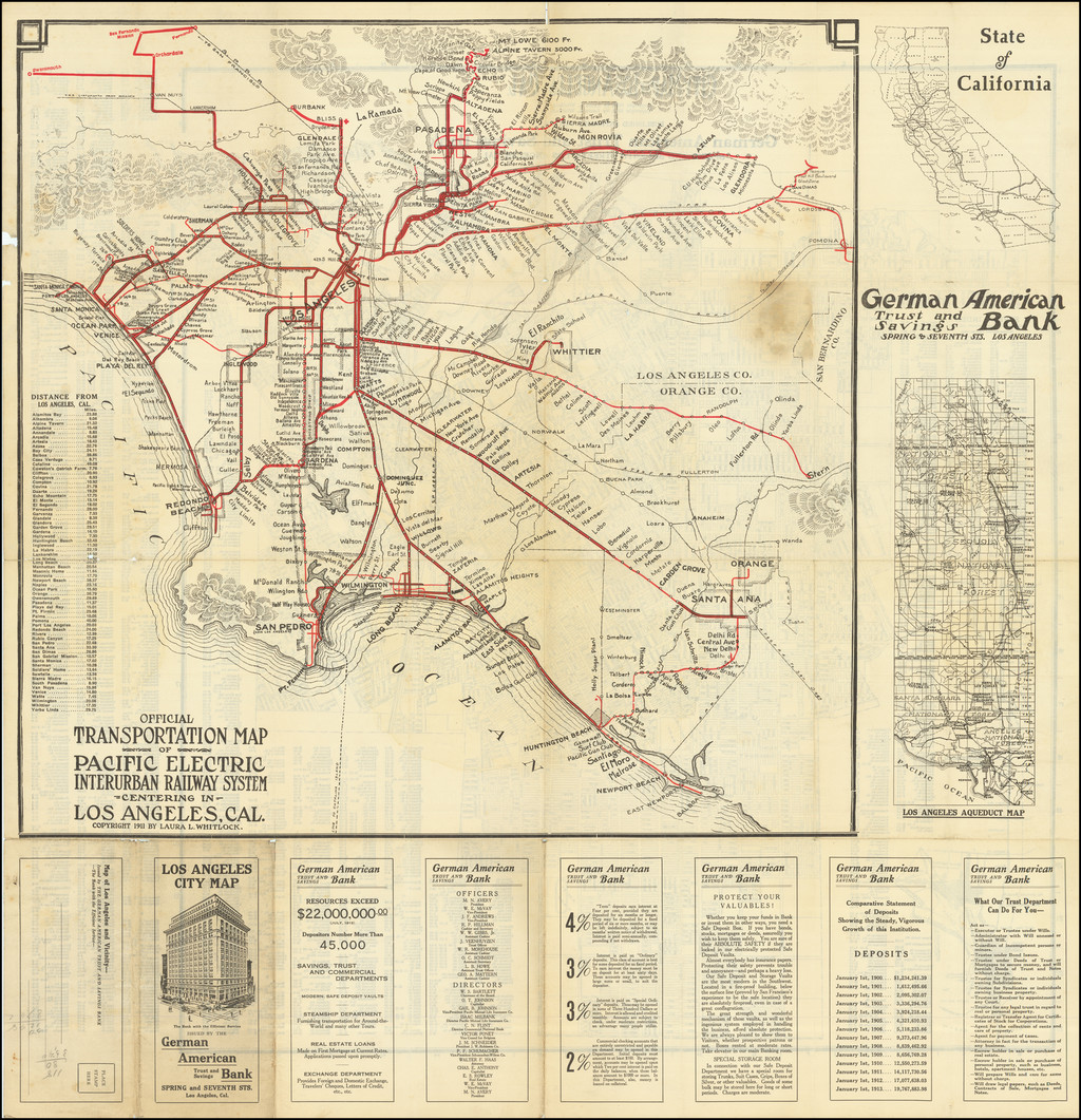 (Pacific Electric Railway) Official Transportation Map of Pacific ...