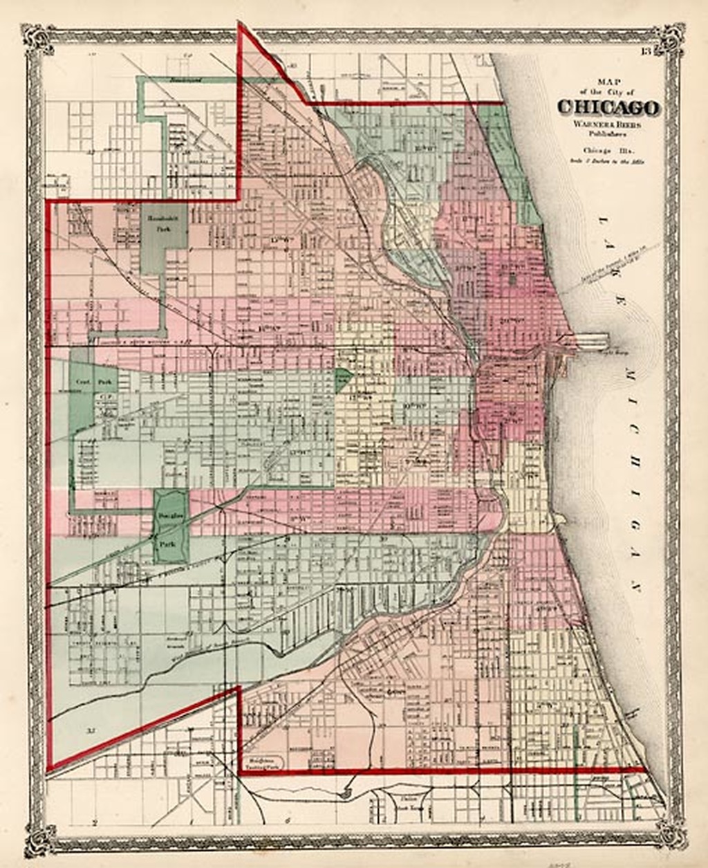 Map of the City of Chicago… - Barry Lawrence Ruderman Antique Maps Inc.