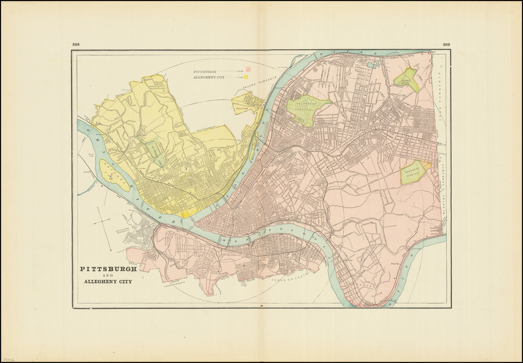 Pittsburg and Allegheny City - Barry Lawrence Ruderman Antique Maps Inc.