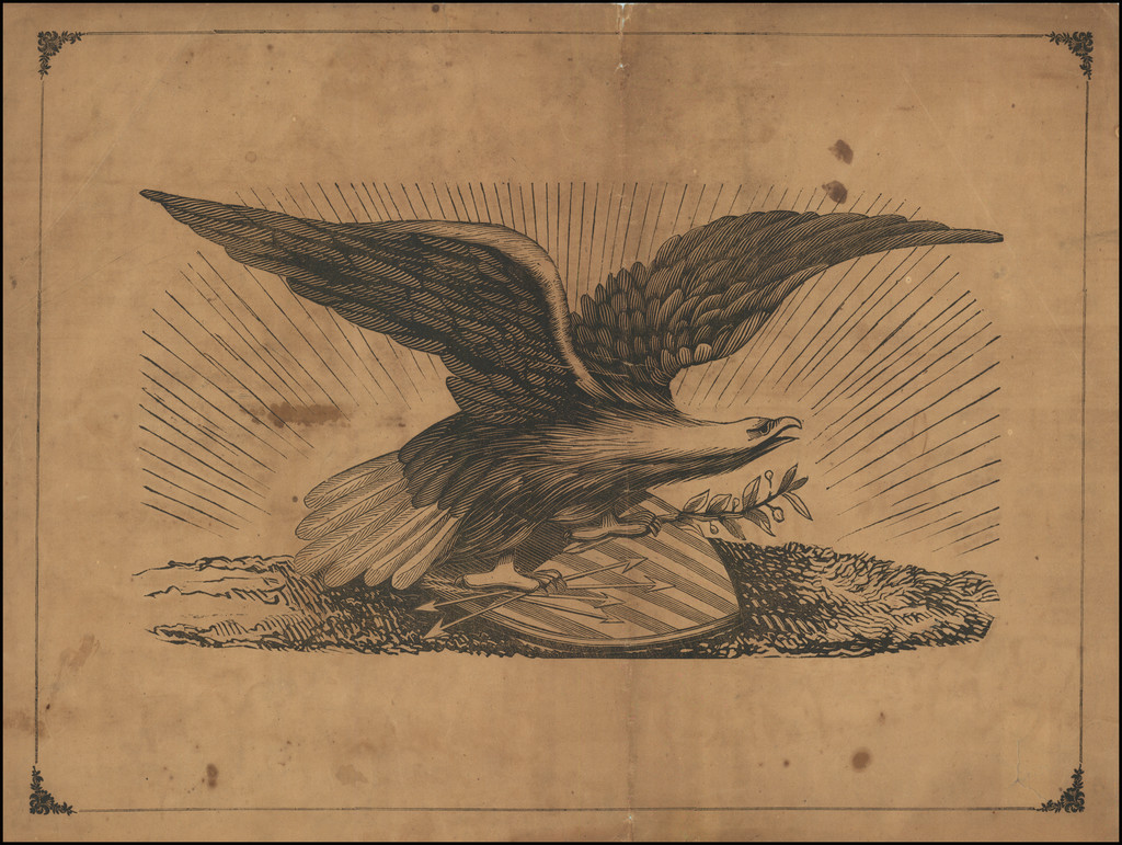 (Allegorical Americana) [American eagle and shield wood engraving ...