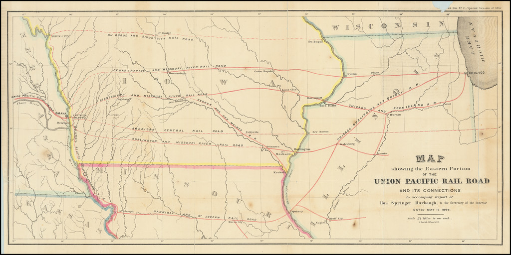 Map showing the Eastern Portion of the Union Pacific Rail Road and its ...