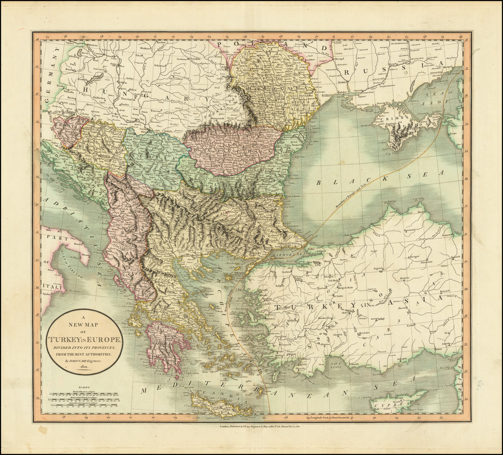 A New Map of Turkey In Europe, Divided into its Provinces . . . 1801 ...