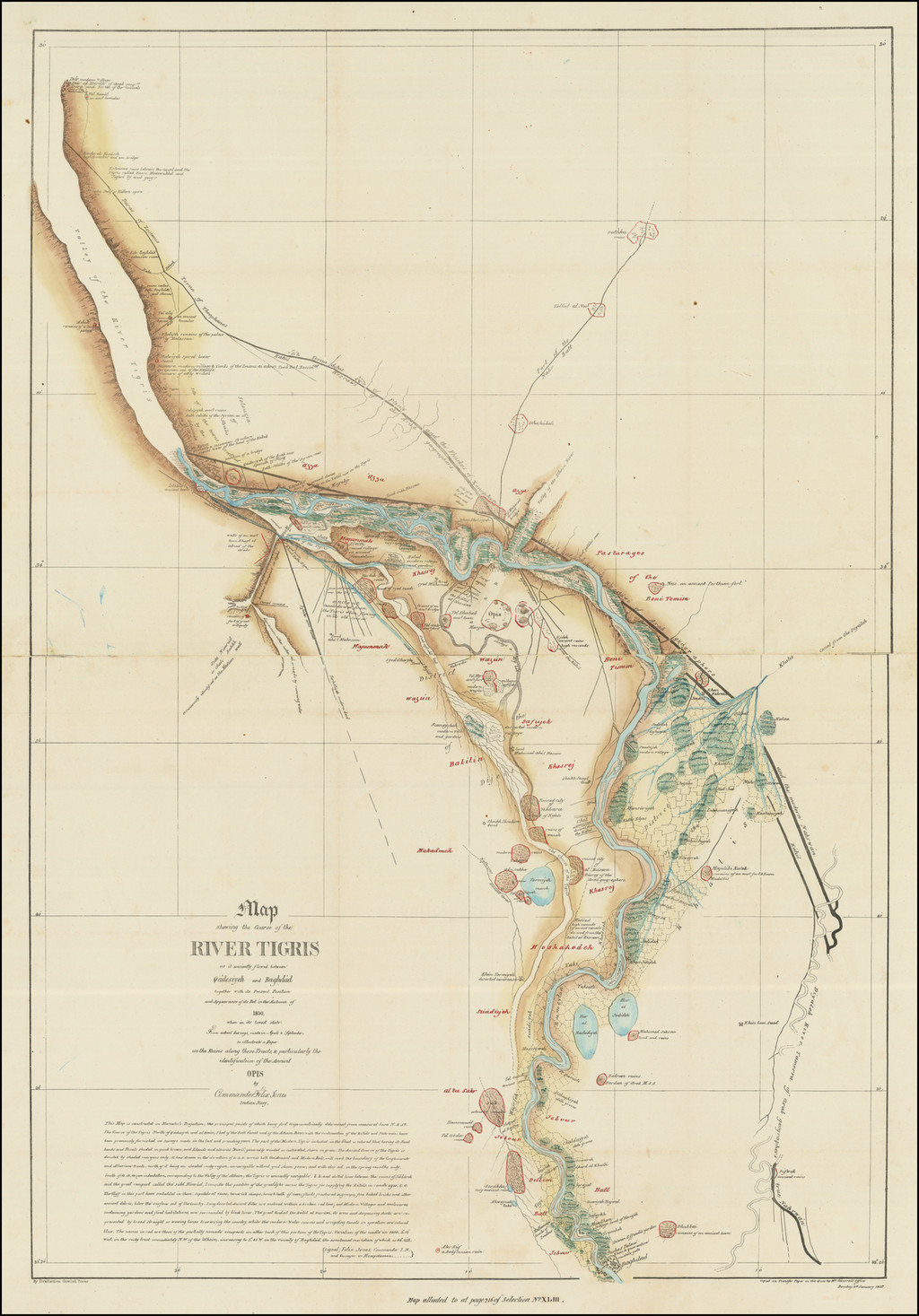 (Bombay Imprint) Map Showing the Course of the River Tigris as it ...