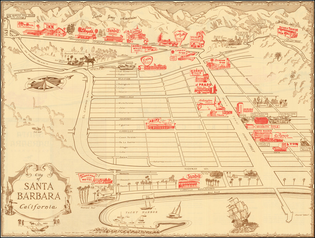 City of Santa Barbara California - Barry Lawrence Ruderman Antique Maps ...