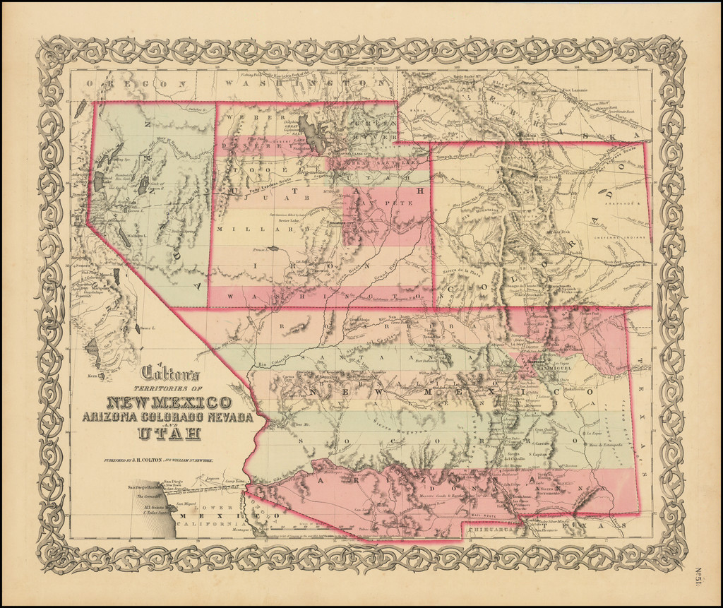 Colton's Territories of New Mexico Arizona Colorado Nevada and Utah ...