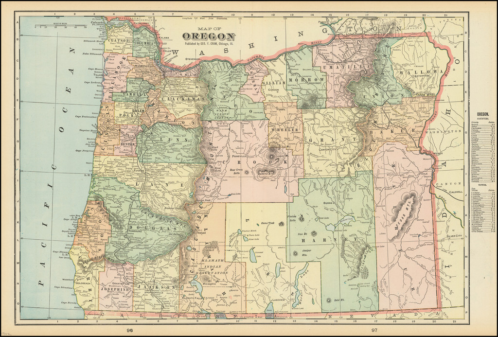 Map of Oregon - Barry Lawrence Ruderman Antique Maps Inc.
