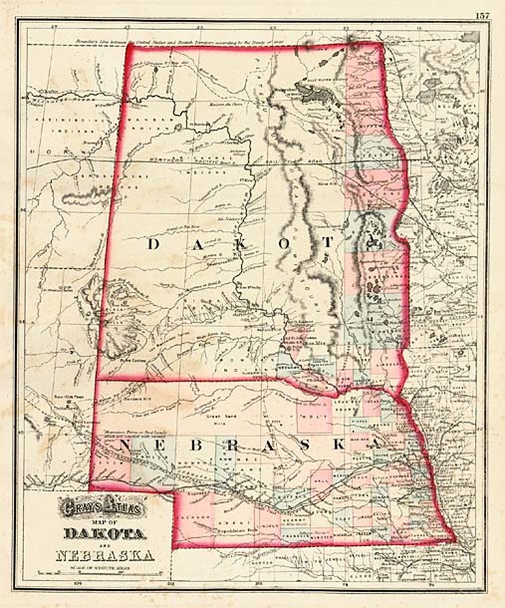 Gray's Atlas Map of Dakota and Nebraska - Barry Lawrence Ruderman ...