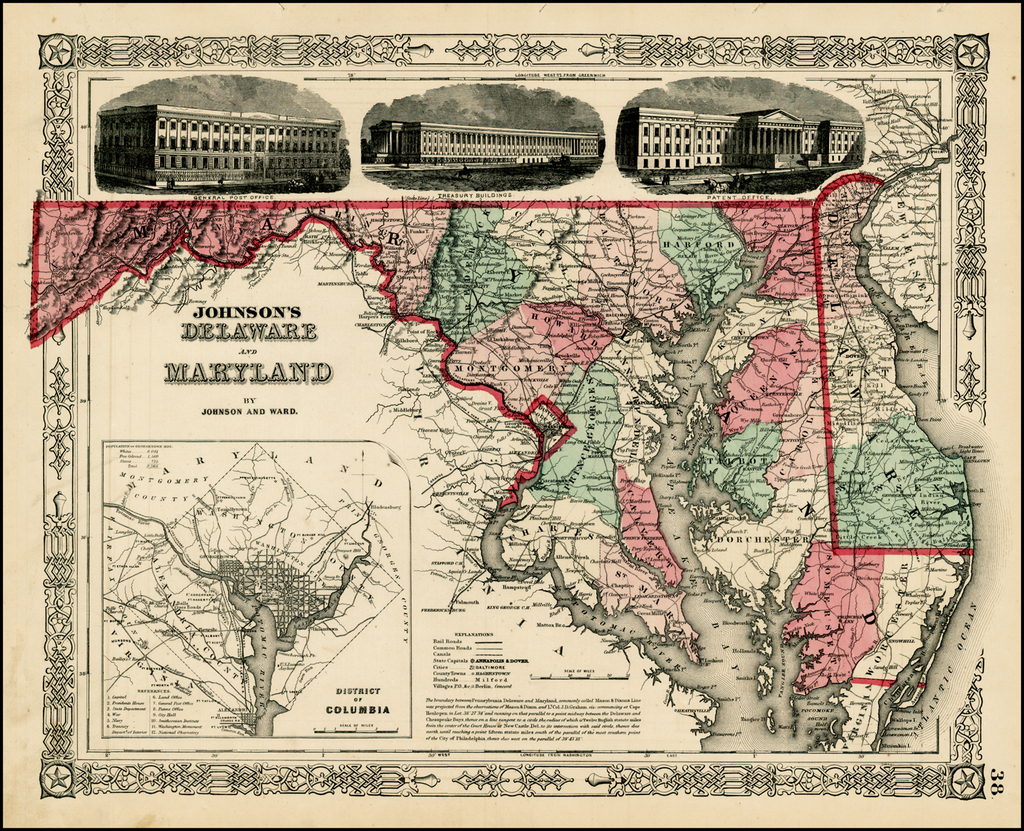 Johnson's Delaware and Maryland [Inset map of Washington DC] - Barry ...