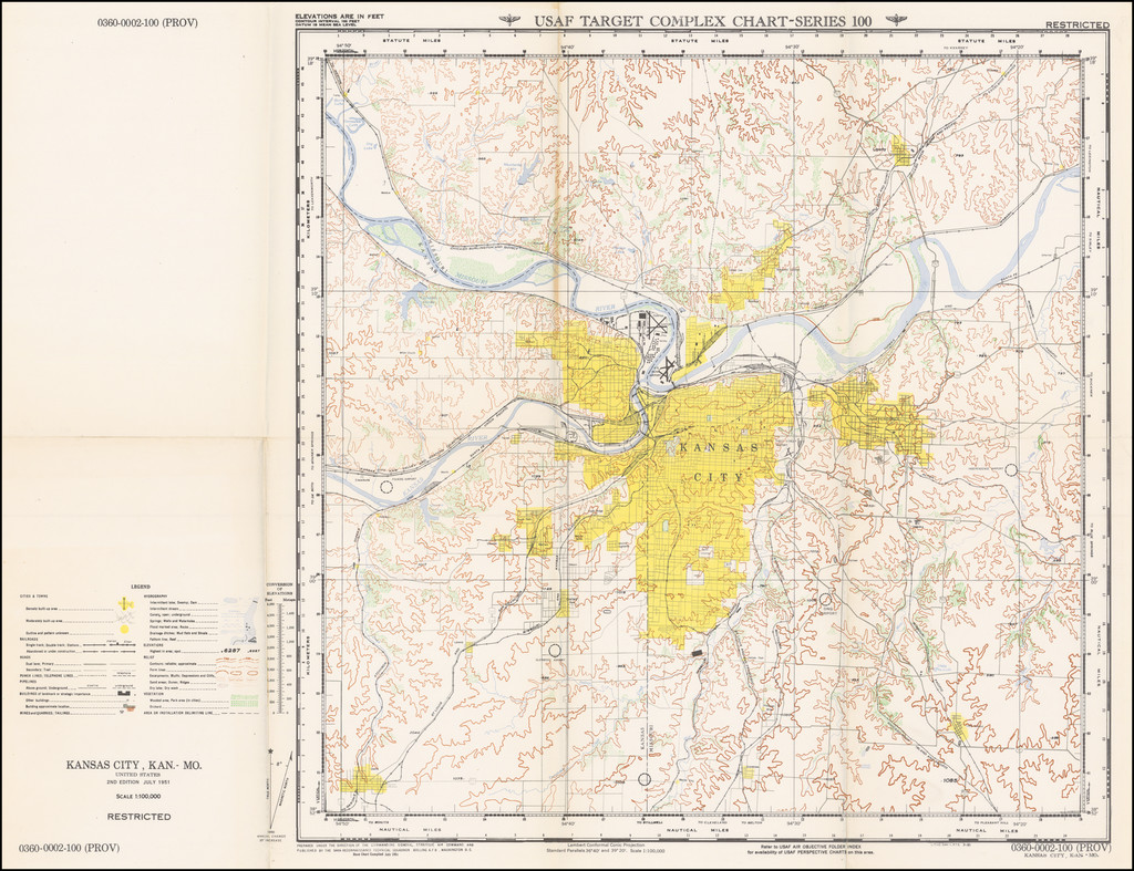 [ Bombing Kansas City, Missouri ] USAF Target Complex Chart Series 100 ...
