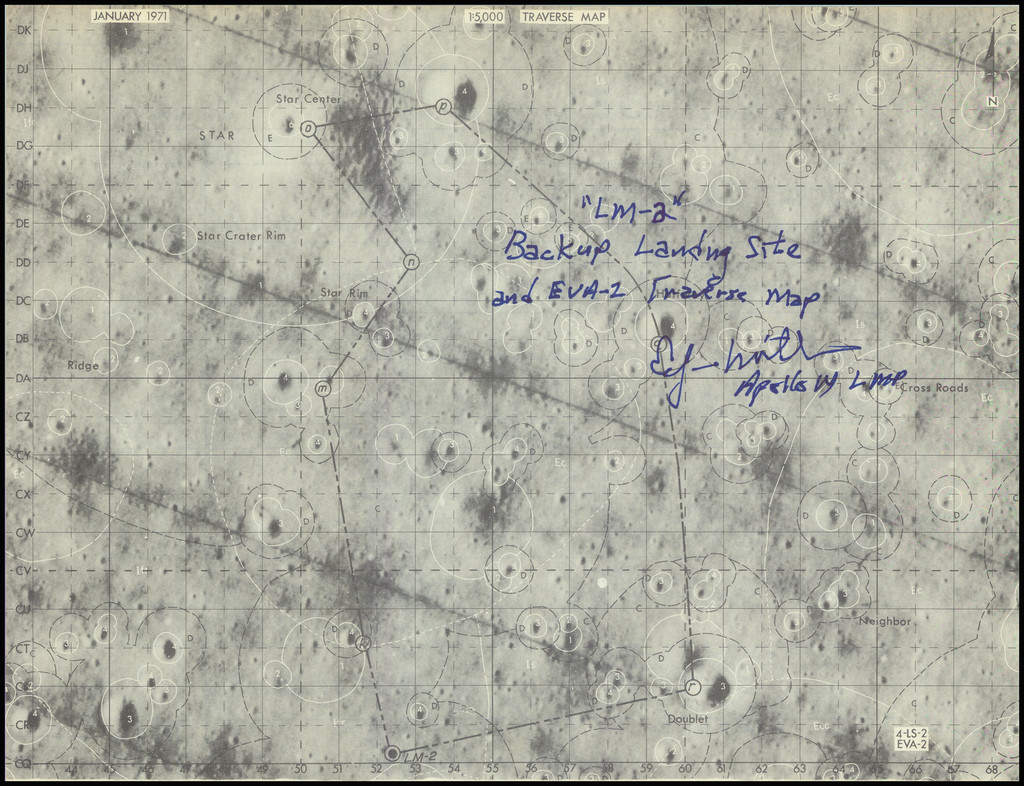 (Apollo 14 Traverse Map - Signed by Edgar Mitchell) [LM-2 Backup ...