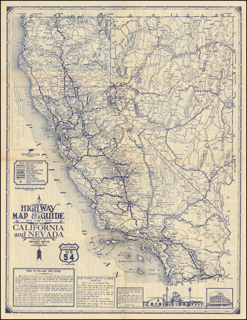 Highway Map & Guide of California and Nevada - Barry Lawrence Ruderman ...