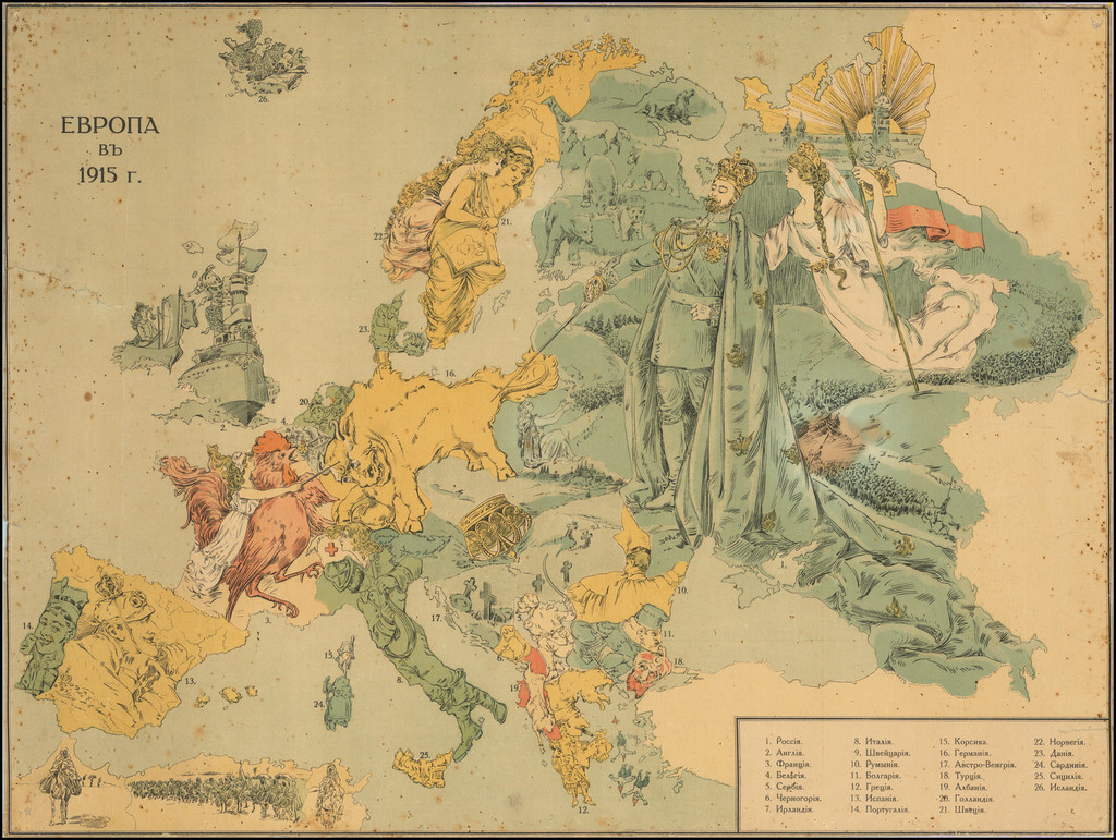 (First World War - Seriocomic) Европа въ 1915 г. [Europe in 1915 ...