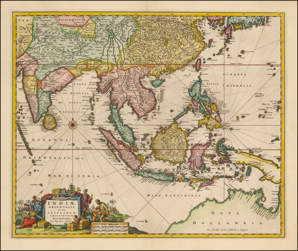 Wall Décor Home Décor MP425 17th Century Antique Map of Asia 1700 Map ...