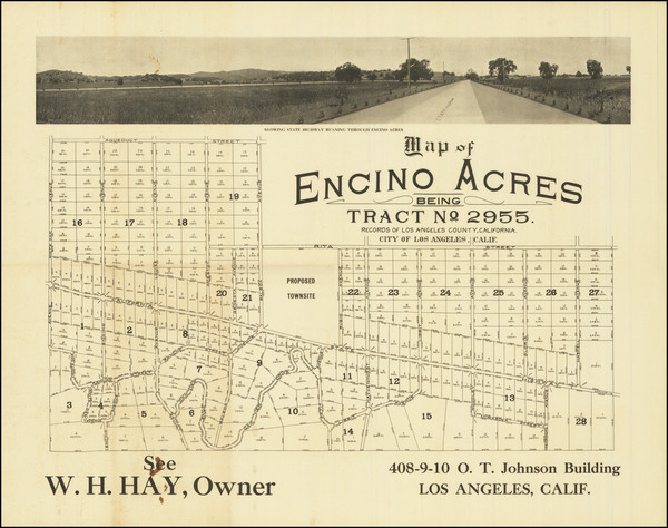 Map of Encino Acres Being Tract No. 2955. Records of Los Angeles County ...