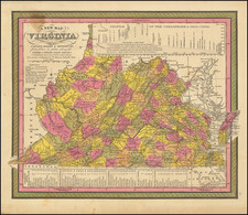 A New Map of Virginia with its Canals, Roads & Distances from Place to ...