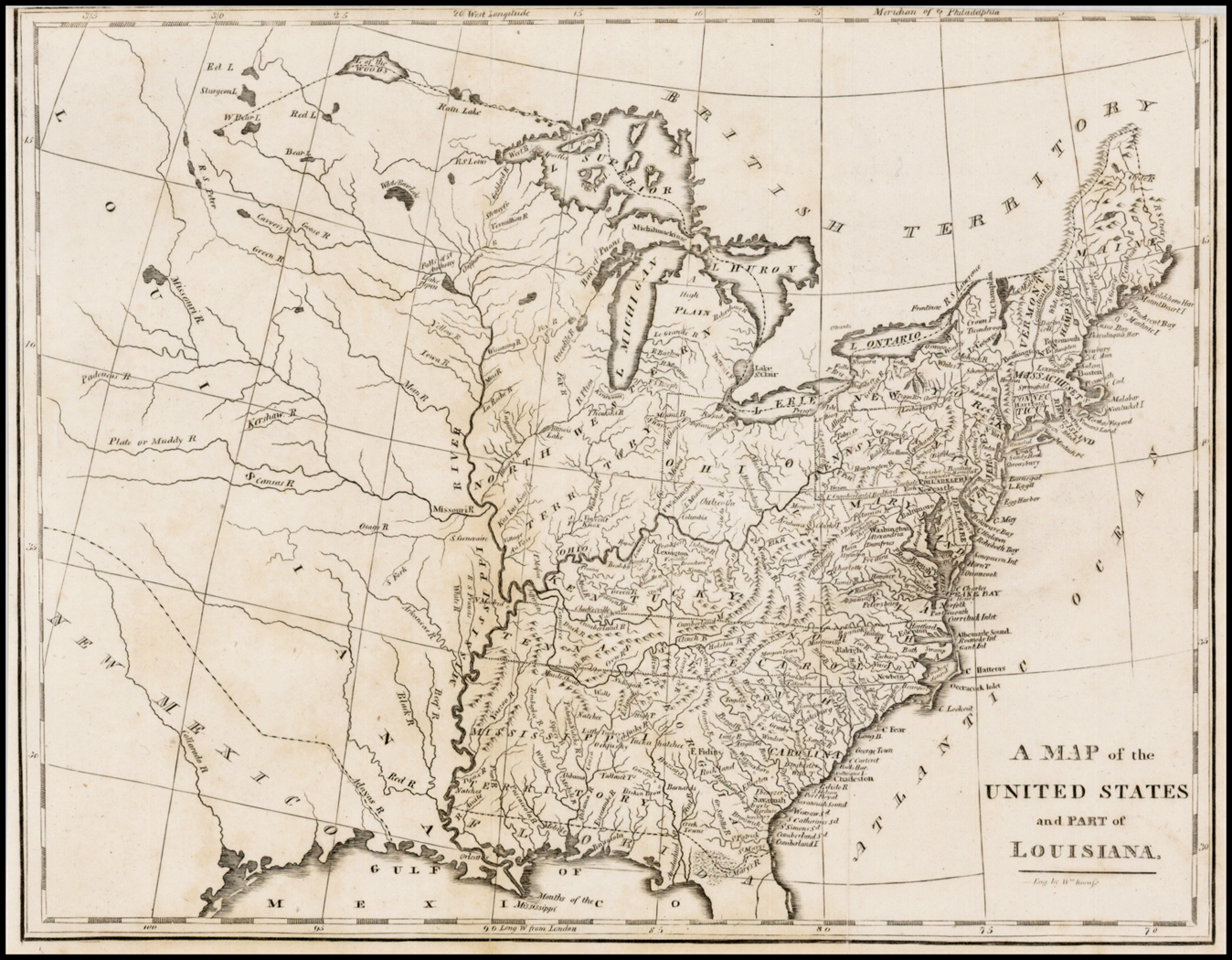 A Map of the United States and Part of Louisiana (Louisiana Purchase ...