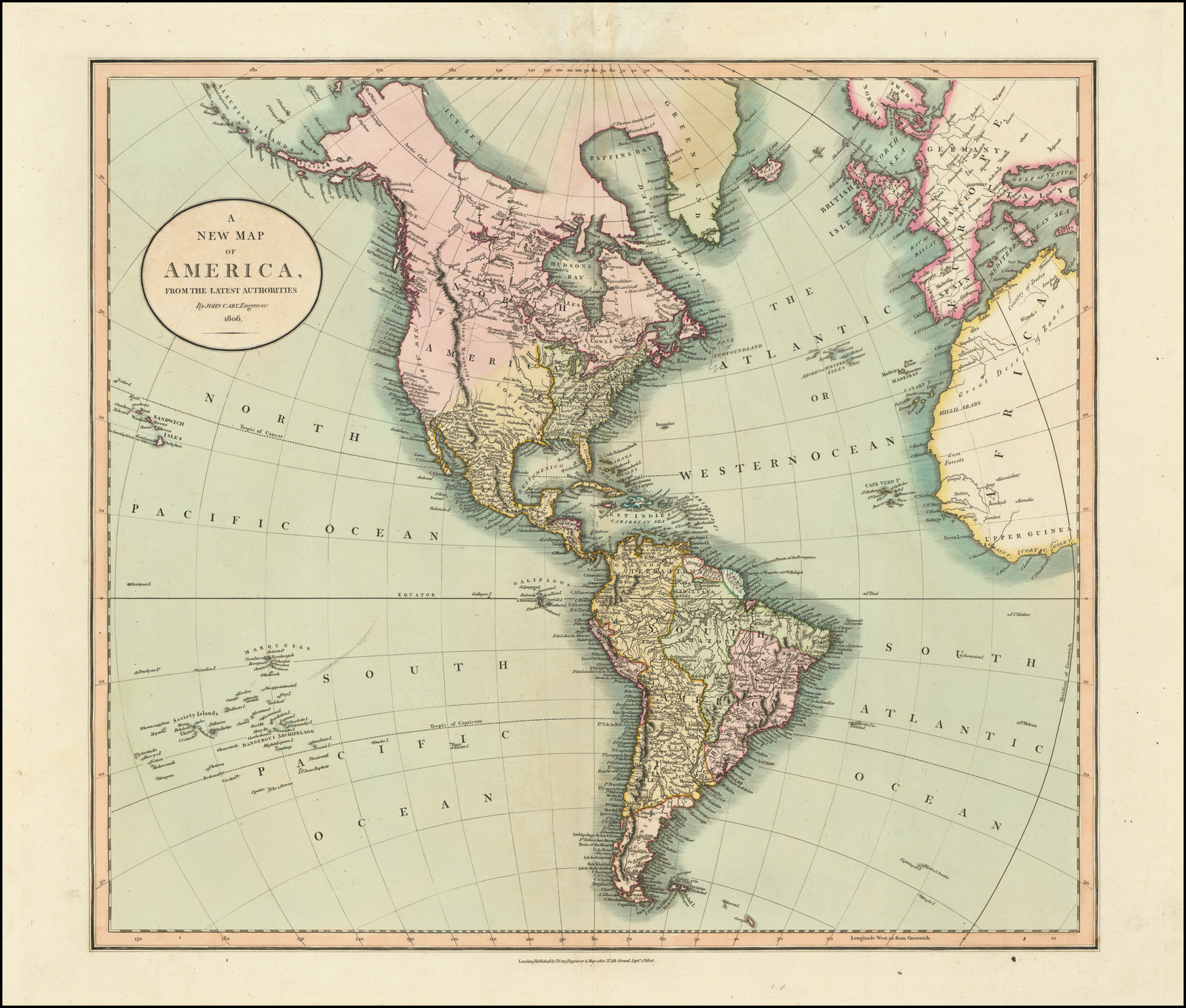 A New Map of America, from the Latest Authorities . . . 1806 - Barry ...