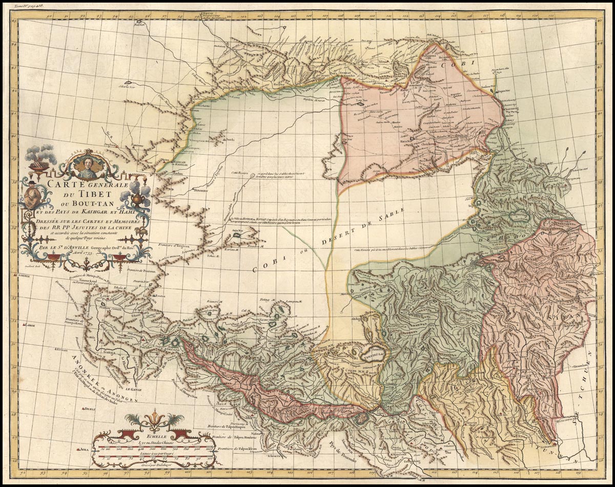 Carte Generale Du Tibet ou Bout-Tan Et Des Pays De Kashgar Et Hami ...