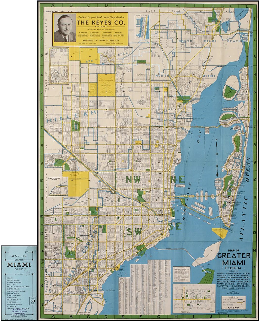 Map of Miami, Vintage 1900s Miami Map Artwork, Lithographic Map of ...