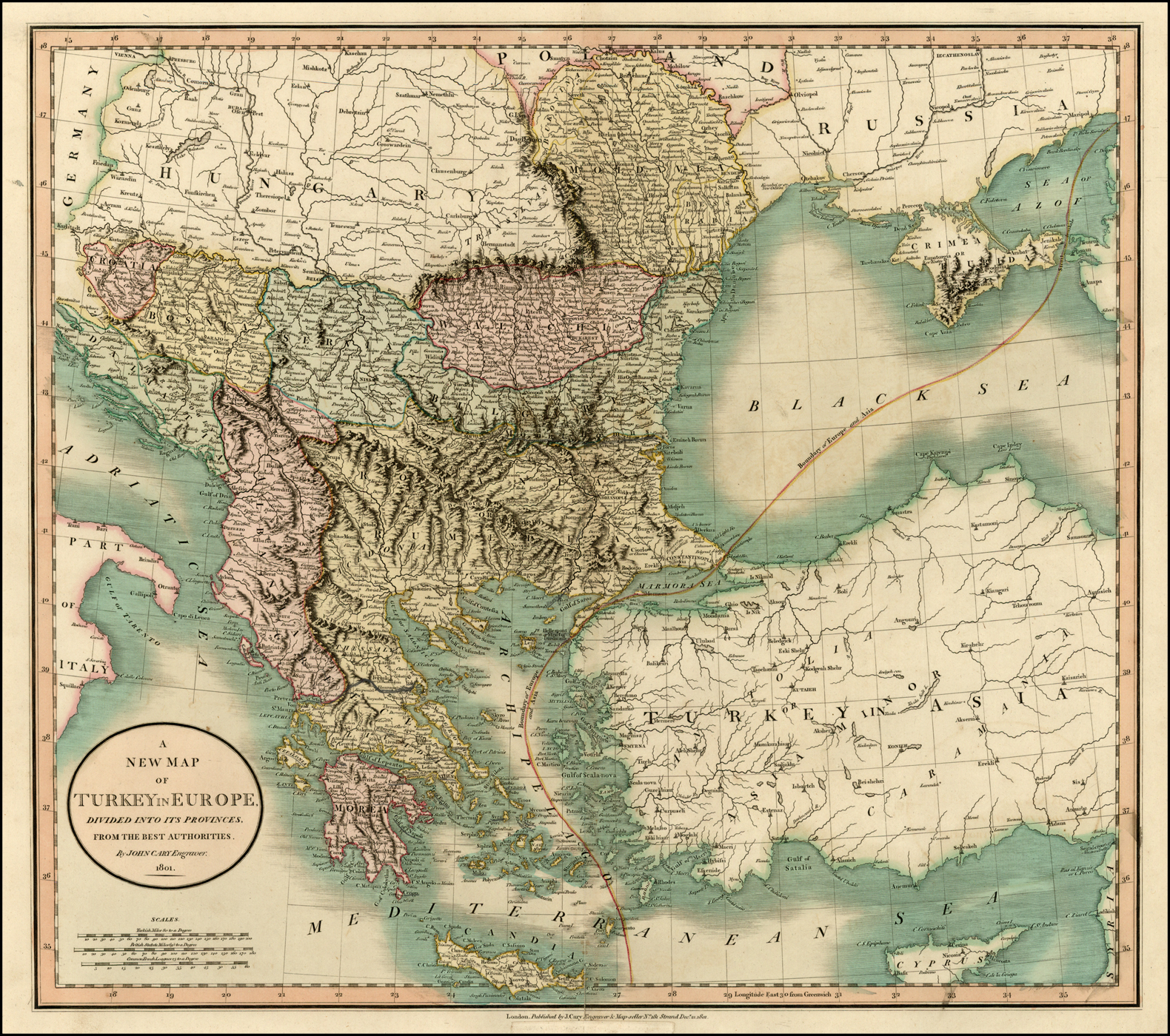 A New Map of Turkey In Europe, Divided into its Provinces… 1801 [Cyprus ...