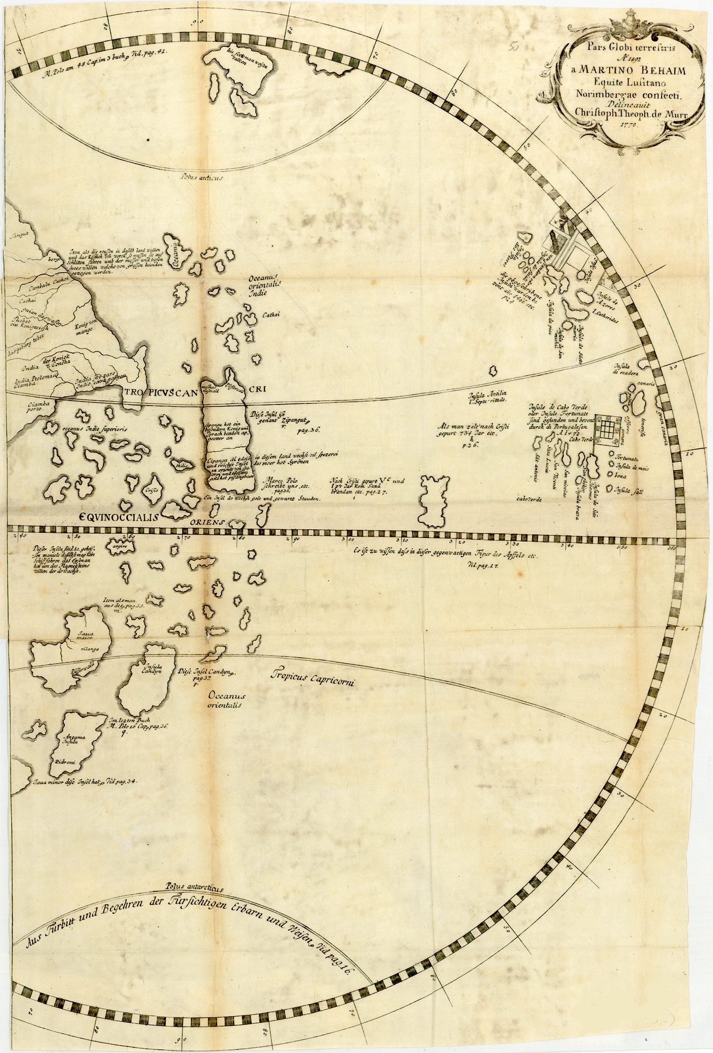 Pars Globi terrestris Ao. 1492 a Martino Behaim Equite Lusitano ...