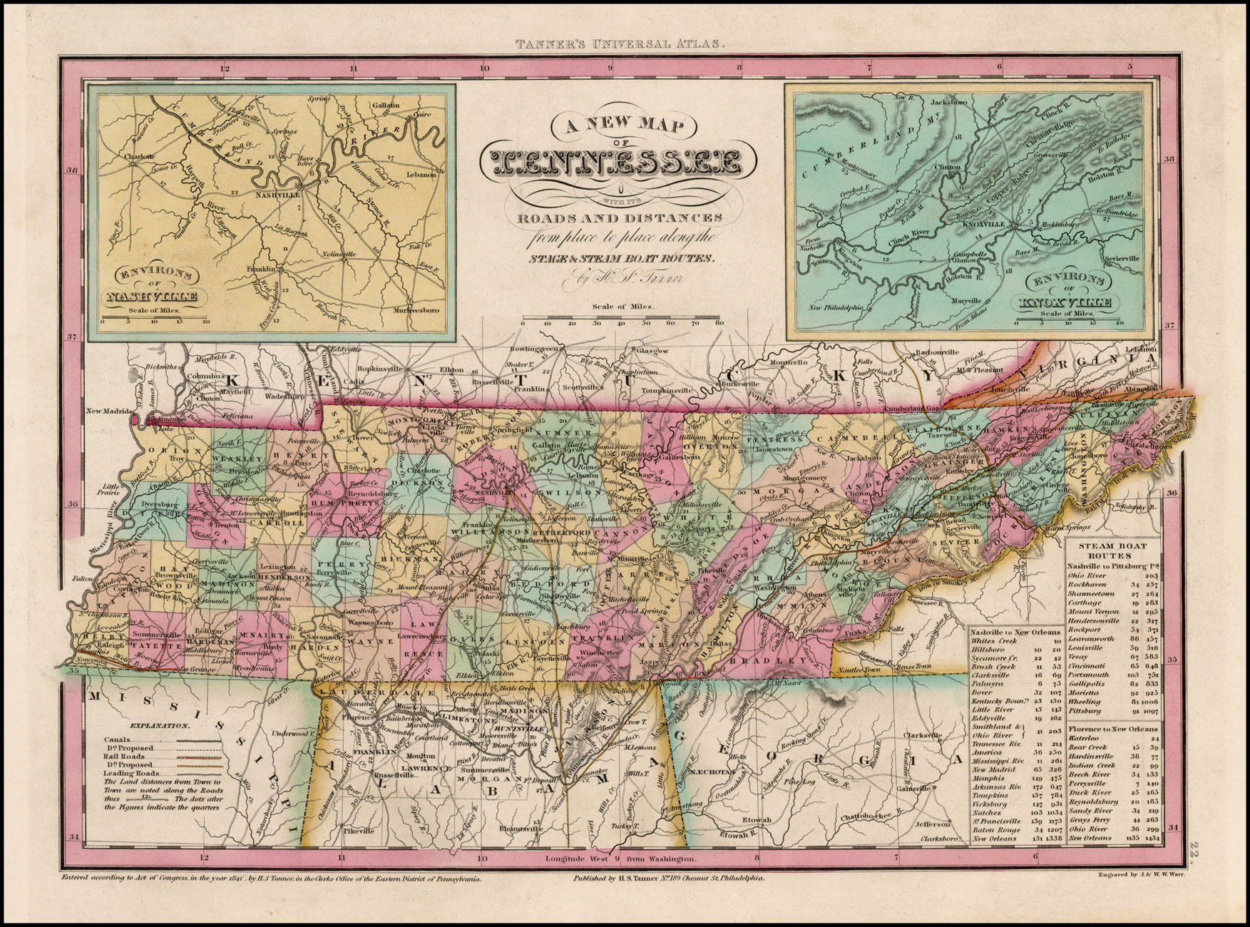 Tennessee State Map Postcard