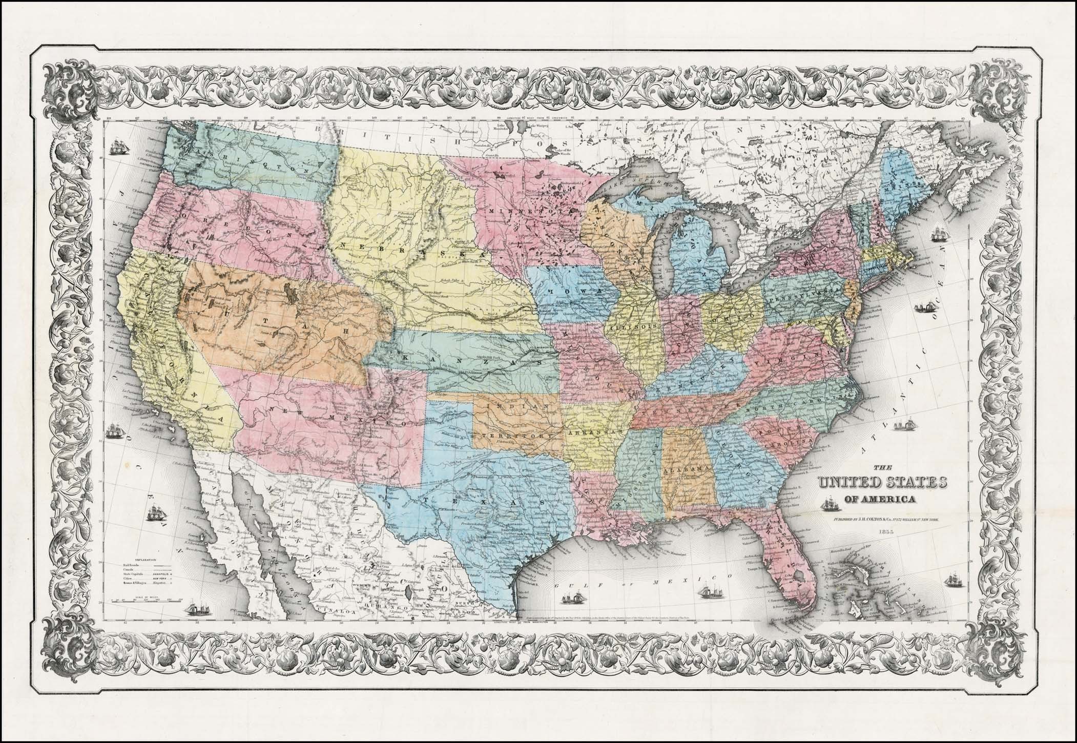 The United States of America. 1855 - Barry Lawrence Ruderman Antique ...
