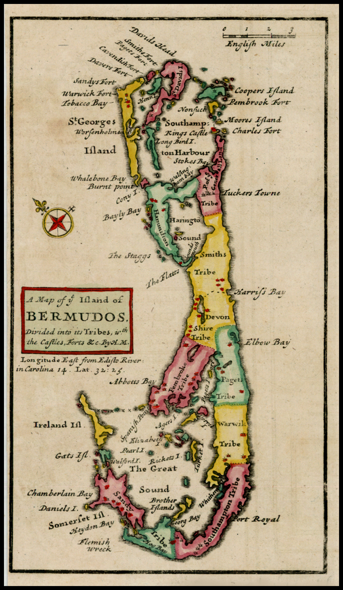 A Map of ye Island of Bermudos, Divided into its Tribes, w.th the ...