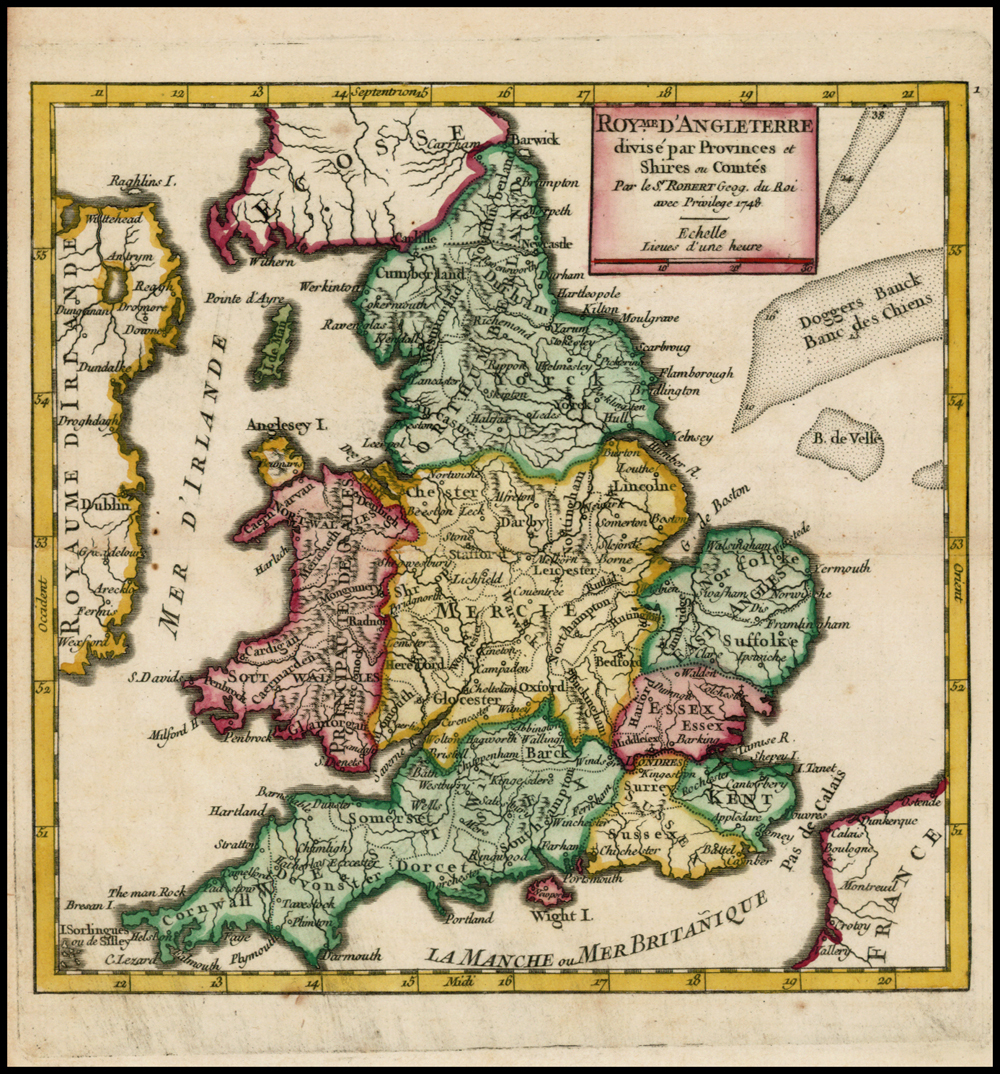 Royme. D'Angleterre divise pa Provinces et Shires ou Comtes . . . 1749 ...